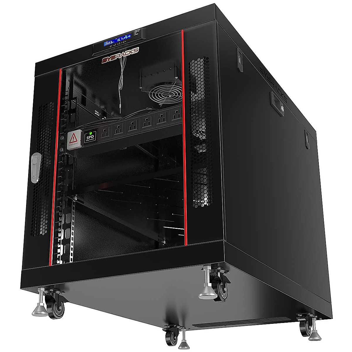 Sysracks 12U 35inch Deep Server Rack Cabinet It Enclosure Premium Series Data It Locking Under Desk Network Rack with Wheels PDU and Other Accessories