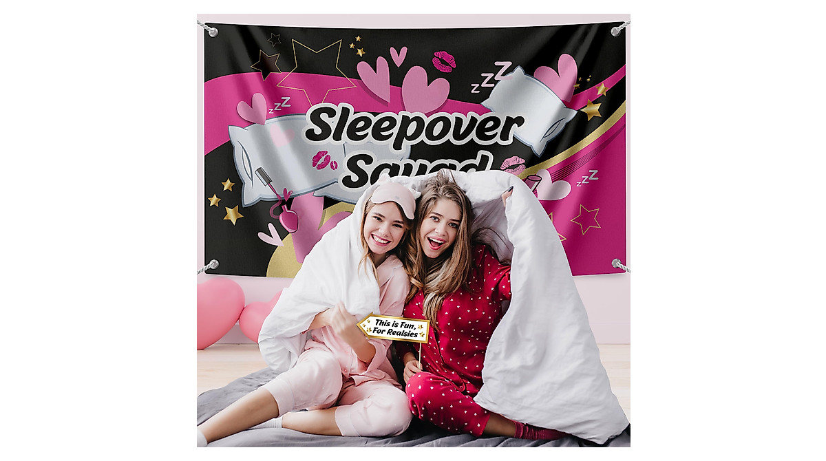 Slumber Party Decor Kit: Backdrop & Photo Booth Props for Girls