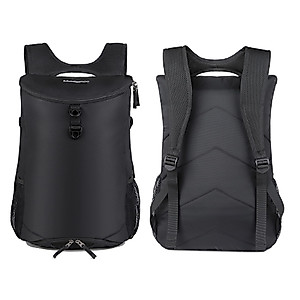 Mouteenoo Sport Gym Backpack Shoes Compartment Drawstring Backpack Men Women (Black/Black)