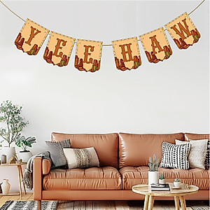 Dalaber Yee Haw Banner, Western Cowboy Party Decoration Banner, Wild West Boys Birthday/Baby Shower/Bridal Shower/Wedding Party Supplies, Brown