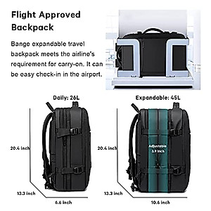 BANGE 45L Travel Backpack, Carry On Backpack Convertible Duffle Bag Fit for 17.3 Inch Laptop for Men and Women