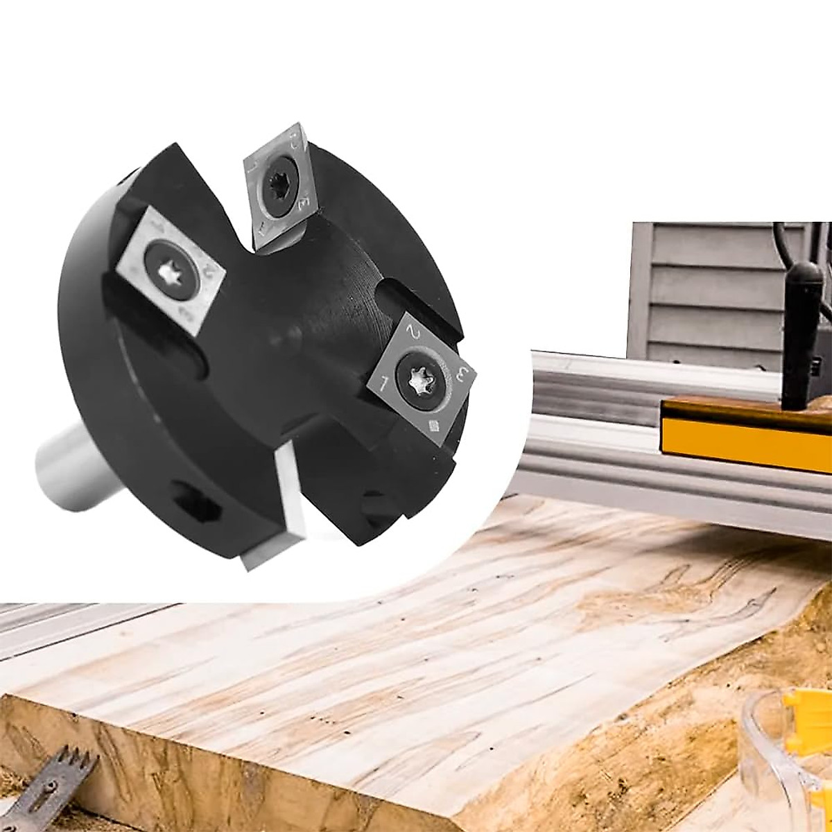 CNC Spoilboard Surfacing Router Bit 1/2 Shank, 2-1/2”Cut Dia, 2+2 Insert Carbide Slab Flattening Router Bits, Planing Bit Wood Planer Bit, for Flycutter/ Slab Leveler/ Rabbeting by Sinoprotools