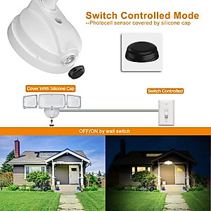 LEPOWER 3500LM Dusk to Dawn Flood Light Outdoor,35W LED Flood Light, Outdoor Security Lights with Photocell, 3200K, IP65 Waterproof, 3 Head, Exterior Flood Lights for Garden, Garage, House, Backyard