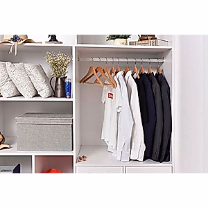 Quality Wooden Hangers - Slightly Curved Hanger Set - Solid Wood Coat Hangers with Stylish Chrome Hooks - Heavy-Duty Clothes, Jacket, Shirt, Pants, Suit Hangers (Natural, 10)