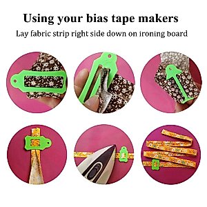 HONEYSEW Set of 15 Size Fabric Bias Tape Maker Tools Fabric Sewing Quilting Bias Binding Maker Come with 40 pcs of Multi-Color Quilting Pins Jelly Roll Sasher Tool Set