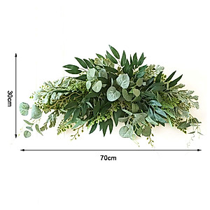 MSUIINT Artificial Leaf Swag, 27.5 Inch Decorative Swag with Eucalyptus Leaves Front Door Wreaths Faux Hanging Floral Garland Wedding Arch Flowers Swag for Home Wall Garden Party Festival Decor