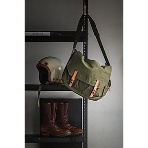 Gootium Canvas Messenger Bag - Vintage Shoulder Bag 16" Laptop Sleeve Bag Courier Style Purse Crossbody Campus Work Bag, Olive