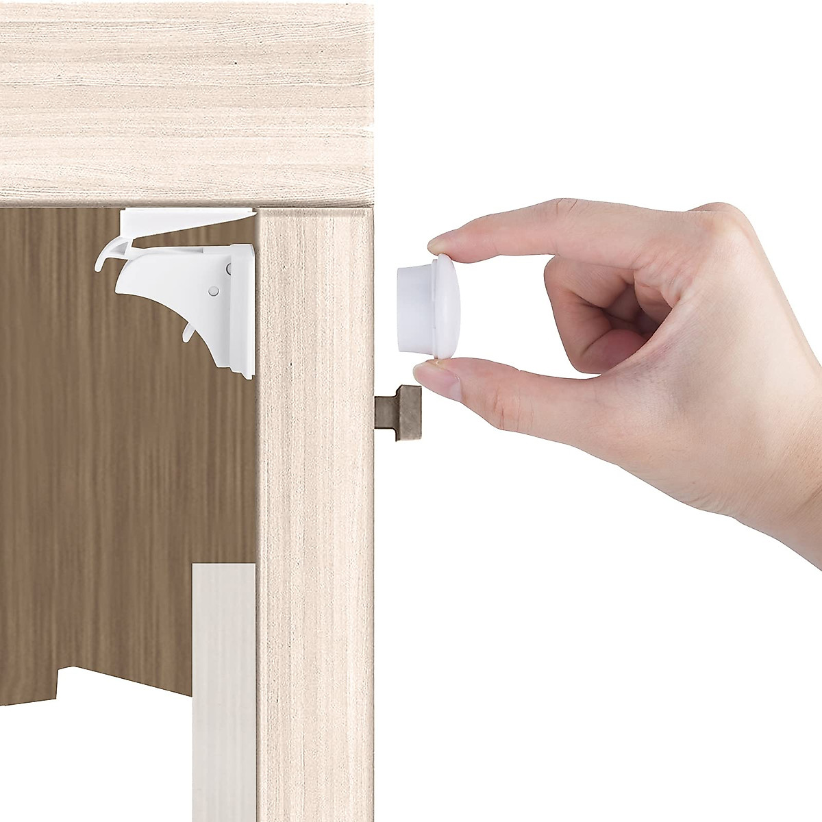 YSF 12 Pack Magnetic Cabinet Locks Highly Secure Baby Proofing Cabinet Latch Child Safety Locks for Cupboard Drawers, Adhesive Easy Installation Children Proofing Cabinet Latches(10 Locks + 2 Keys)