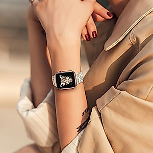 3 Pack Leopard Engraved Band Compatible with Apple Watch Band 41mm 40mm 38mm 45m 44mm 42mm Women Men, Cheetah Printed Soft Silicone Straps for iWatch Series 8 7 SE 6 5 4 3 2 1, Black/Gray/Sand Pink