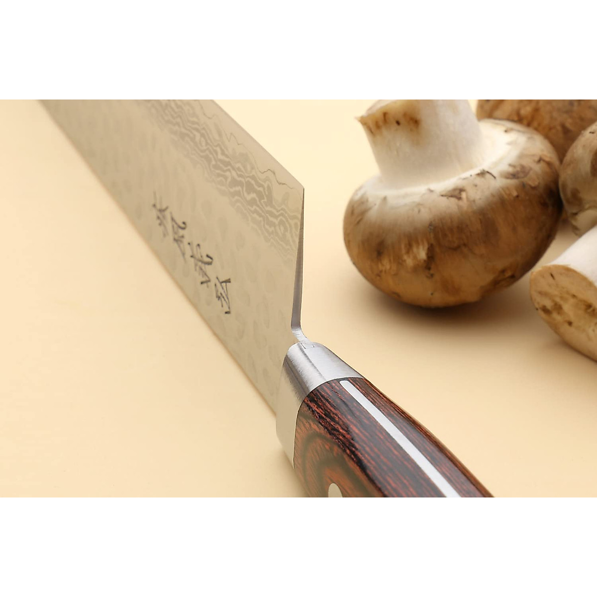 Yoshihiro VG-10 Hammered Damascus Kiritsuke Sword Tip Multipurpose Japanese Chef Knife 8.25 inch - Western Style Mahogany Handle