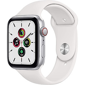 Apple Watch SE (GPS + Cellular, 40mm) - Silver Aluminum Case with White Sport Band (Renewed)