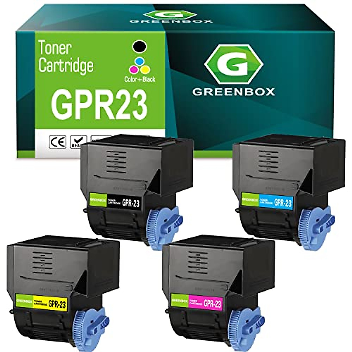 GREENBOX Compatible Canon GPR-23 Toner Cartridge Replacement for Color ImageRunner C2550, C2880, C3380 Printer (BCMY One Each: 0452B003AA, 0453B003AA, 0454B003AA, 0455B003AA