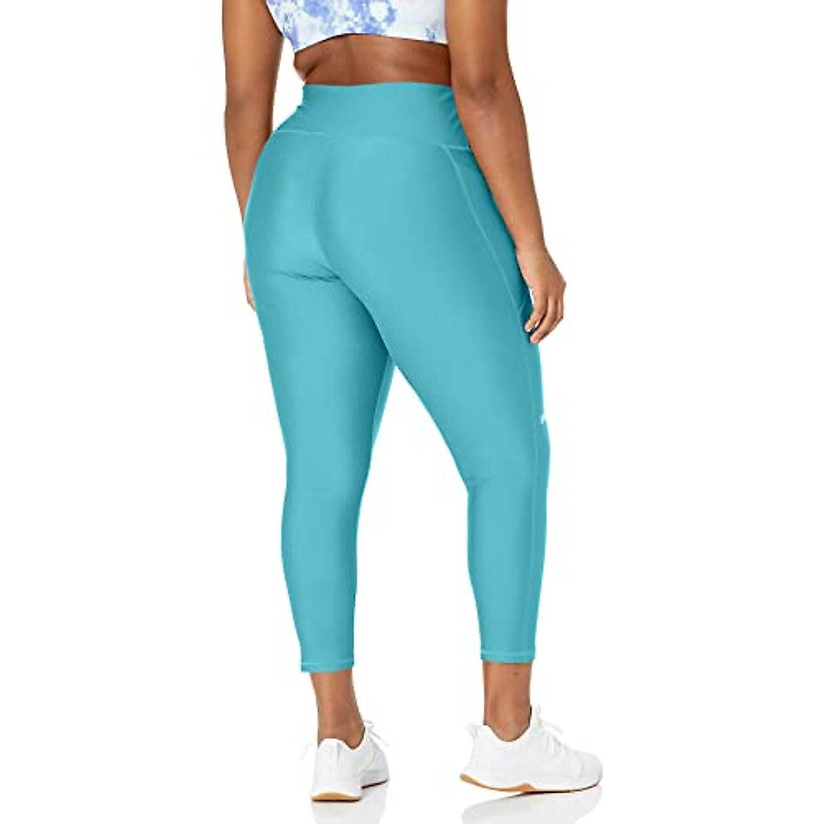 Under Armour Women's Standard HeatGear High Waisted Ankle No-Slip Leggings, (433) Glacier Blue / / White, Large