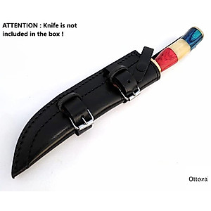 Ottoza Handmade Leather Knife Sheath SIDE DRAW Knife Sheath - Bushcraft Knife Sheath - Hunting Knife Sheath - Survival Knife Sheath - Vertical Knife Sheath Black TOP GRAIN LEATHER No:162