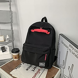 Backapck for Girls, Kids School Bag, Elementary Primary Middle Bookbag for Girls, Classic Simple Backpack, Cute Aesthetic Backpacks for Teen Girls, Lightweight Casual Daypack with Cute Pendant(Black)