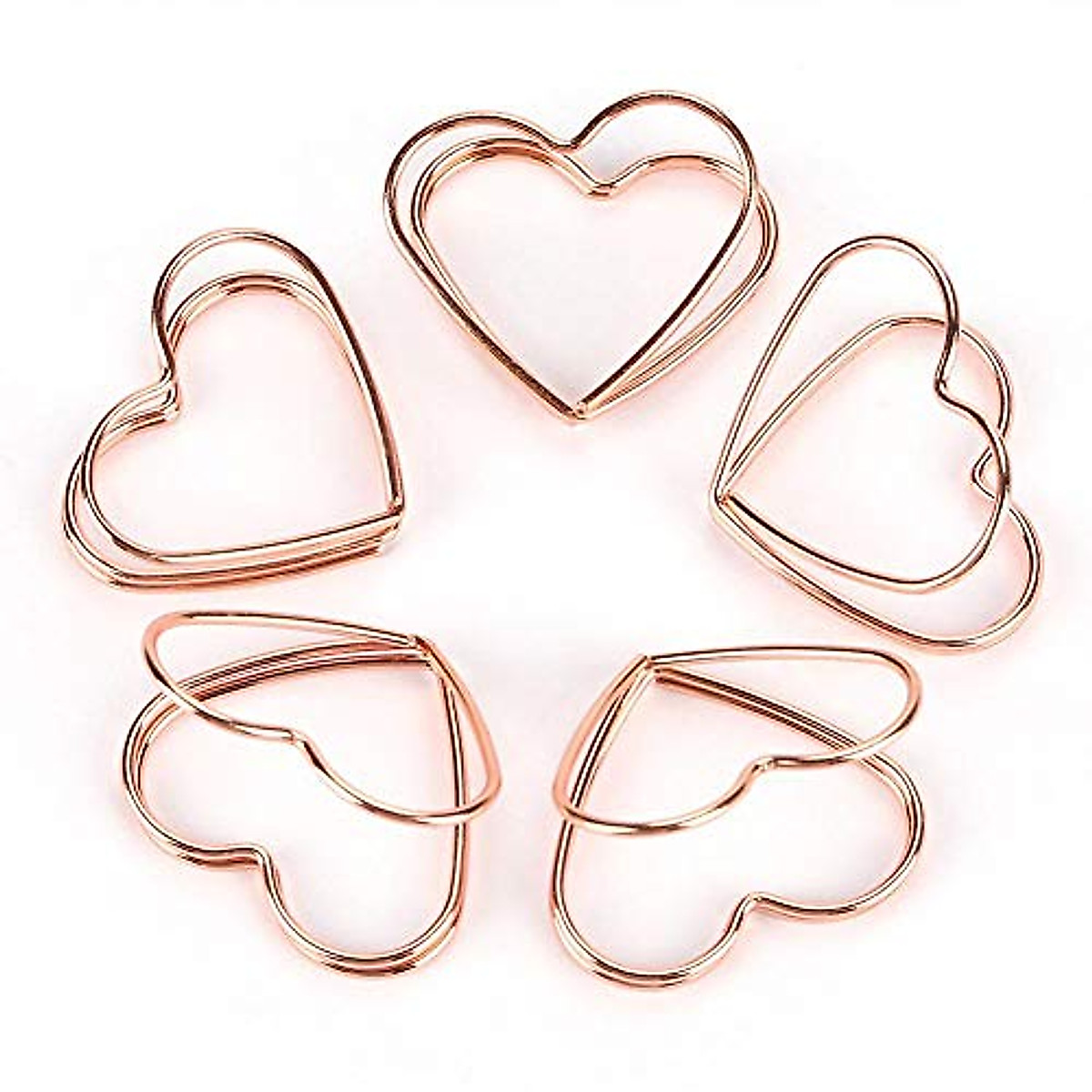 5pcs Paper Clips Rose Gold Color Metal Electroplating Heart Shape Page Marker Funny Bookmark Clip for Office Supplier School Student