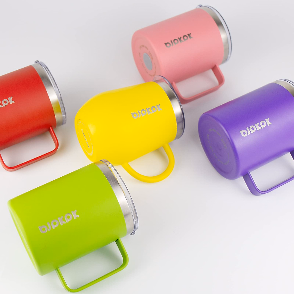 BJPKPK 2 pcs Insulated Coffee Mug, 14oz Insulated Coffee Mug with Lid, Stainless Steel Insulated Coffee Mug with Splash Proof Lid-White