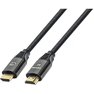 Manhattan 8K Ultra High Speed HDMI Cable with Ethernet – Certified 2.1-3ft, 7ft, 10ft - 4k 120hz, 8K 60hz, 48Gbps, Gold Contacts, Braided Cord –Lifetime Mfg Warranty -for Gaming, PS5, Xbox, TV, Roku