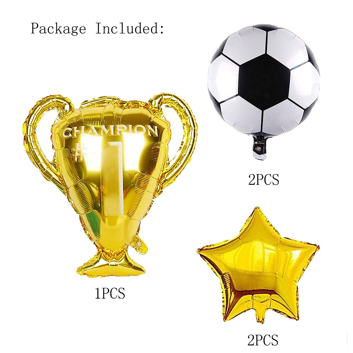 Soccer Party Balloons Supplier 5PCS Championship Trophy Balloon and Soccer Foil Balloons for Kids Birthday Baby Shower Soccer Theme Party Decorations