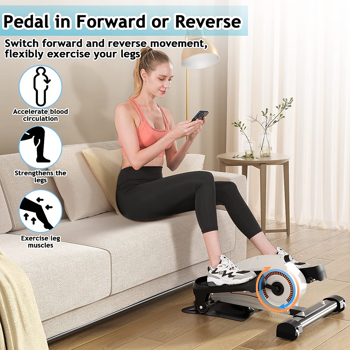 SPORFIT Under Desk Elliptical Machine, Seated Mini Elliptical Stepper for Office,Magnetic Resistance for Quiet and Durable,Pedal Exerciser w/LCD Monitor