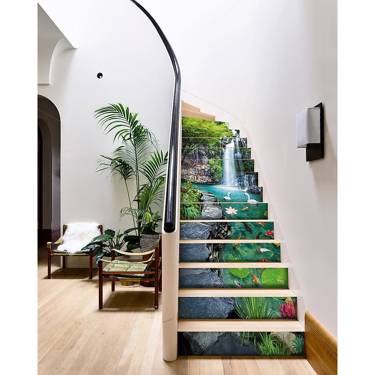 FLFK Stair Riser Decals - Stair Stickers Decals Peel and Stick,Stone Trail Stair Decals Self-Adhesive for Home Decor, 39.3" W x 7.08" H x 13Pcs