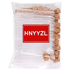 HNYYZL 30Pcs Clear Plastic Test Tubes with Cork Stoppers, 15x100mm 10ml, Good Seal for Jewelry Seed Beads Powder Spice Liquid Storage, Lab Use or Decoration