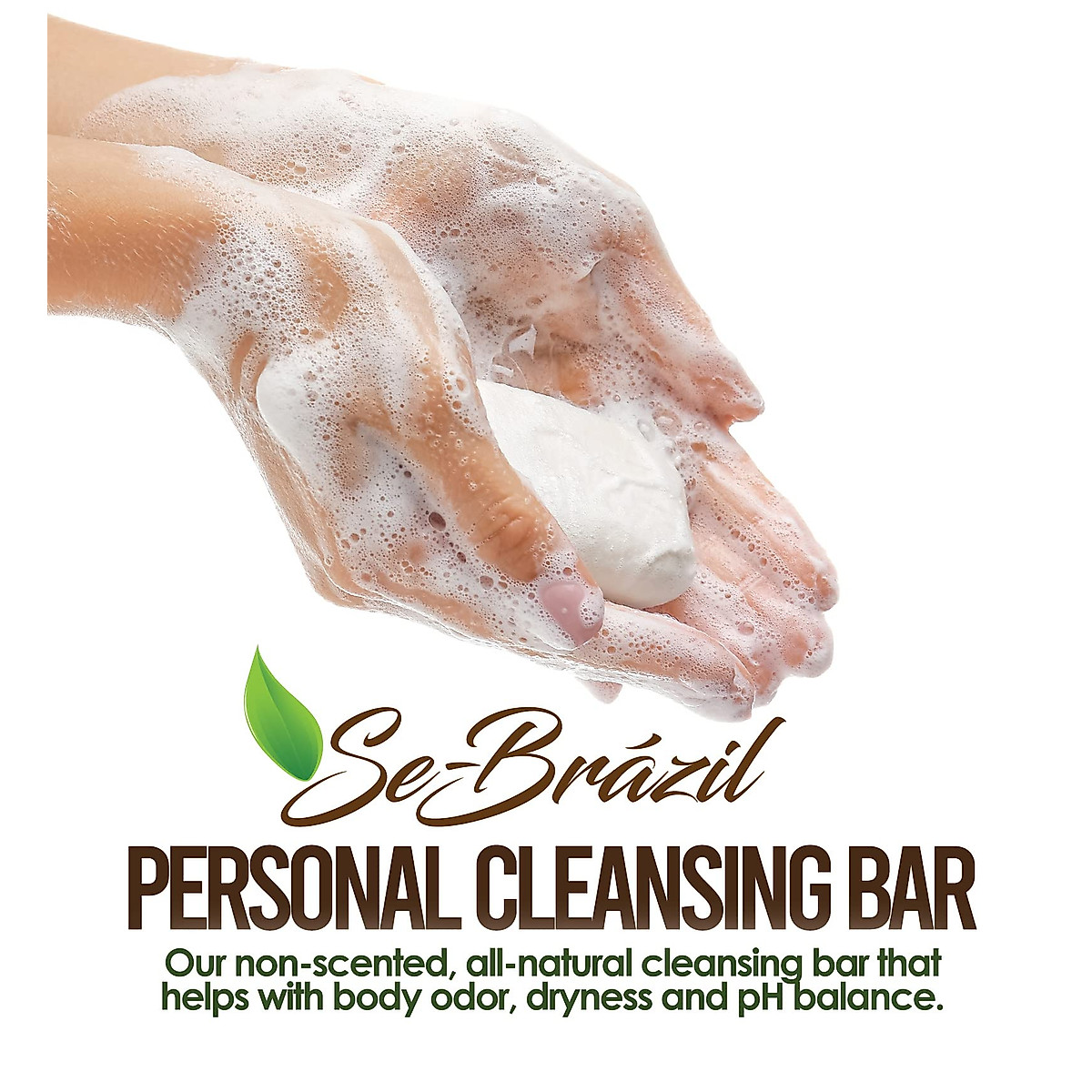 Personal Cleansing Bar by Se-Brázil All Natural Soap-Free Organic Ingredients for Intimate Cleansing and Hydration, Cleansing Bar for Sensitive Skin, Body Odor and pH Balance, Fragrance-Free