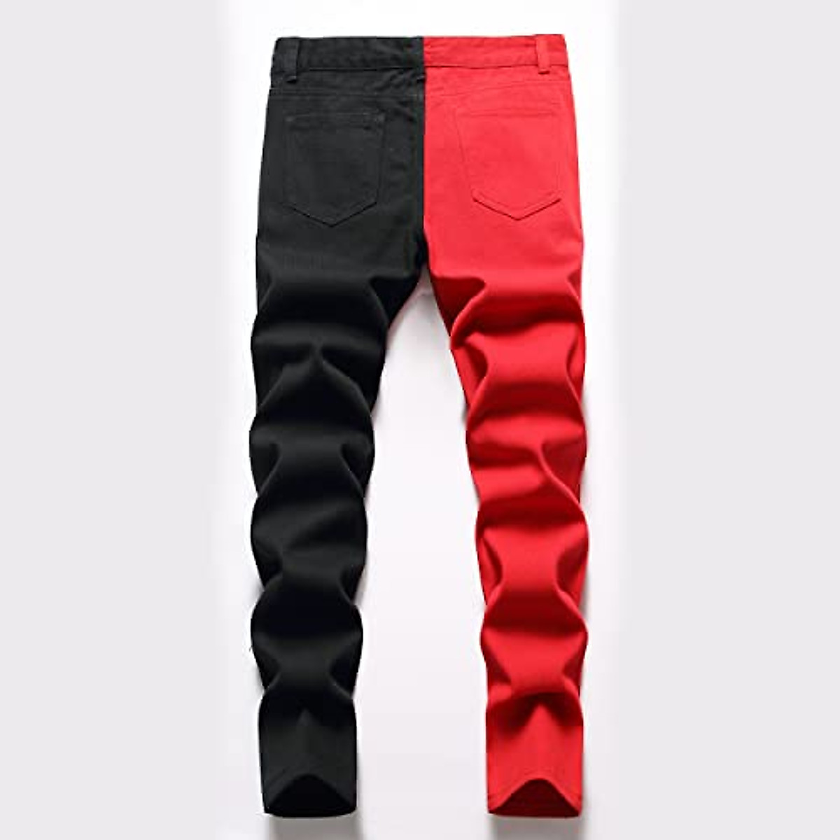 Boy's Regular Fit Patchwork Black&Red Street Style Fashion Casual Jeans Pants for Kids,L0115,8