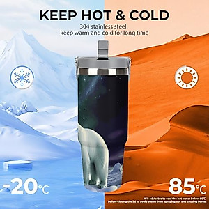 SYJTGDE Large Capacity Car Cup Polar Bears Northern Lights Fashionable Upgrade Car Cup Advanced And Beautiful Travel Cup