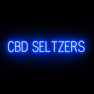 SpellBrite CBD SELTZERS Sign for Dispensaries | Dispensary-Related Signs with Neon Look, Blue LED Light | 43.1" x 6.3"