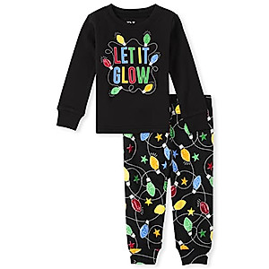 The Children's Place baby girls Family Matching Christmas Holiday Sets, Snug Fit 100% Cotton, Adult, Big Kid, Toddler, Pajama Set, Let It Glow, Large US