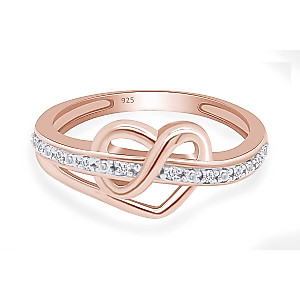 AFFY Sterling Silver Diamond Heart Ring (1/20 cttw, I-J Color, I3 Clarity)