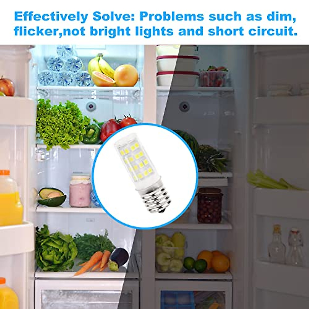 Kscjdg KEI D28A KEL2811 Refrigerator Light Bulb for Frigidaire Kenmore Crosley Refrigerator LED Bulb 5304517886-2Pack