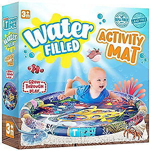 TT TUMMYTIMEZ Premium Tummy Time Water Mat, XL Inflatable Activity Center Promoting Baby Motor and Sensory Development, Grow Through Play Sensory Stimulation Gift for Infants Toddlers Boys Girls