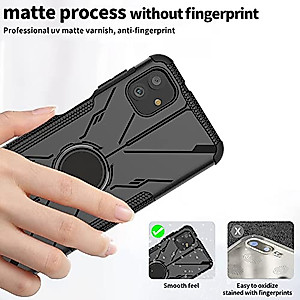 for Samsung A04 Case, Galaxy A04 Case with Screen Protector, Military Grade Shockproof Protective Phone Case with 360°Rotatable Ring Holder, Supports Magnetic Car Mounts for Samsung Galaxy A04(Black)