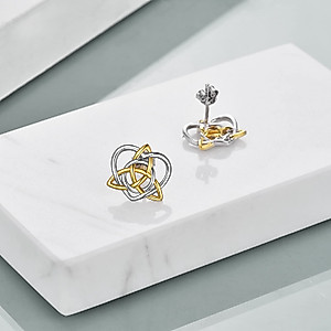 Celtic Earring Jewelry Sterling Silver Irish Celtic Earrings Hypoallergenic Triquetra Trinity Knot Stud Earrings for Women Girls, Christmas Gifts for Her