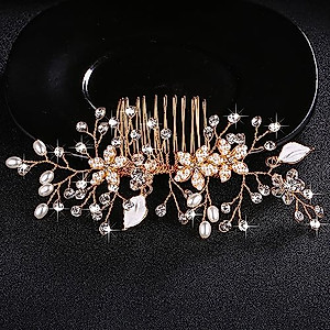 ZJHYXYH Wedding Hair Jewelry Crystal Peals Hair Combs Hair Clips Accessories Handmade Women Head Ornaments (Color : D, Size : 15 * 5.5cm)