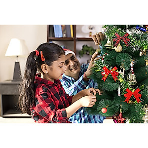 Threetols 6 Rolls 30 Yards Christmas Ribbon 3/8" Xmas Stripe Grosgrain Ribbons Green Red Satin Ribbons Christmas Tree Gift Wrapping Craft Ribbons for Winter New Year Christmas Party Events Decor