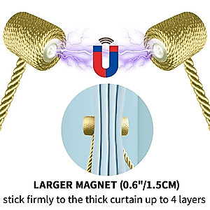 2 Pack Magnetic Curtain Tiebacks, The Most Convenient Drape Tie Backs,European Style Decorative Weave Rope Curtain Holdbacks Holder for Window Sheer Blackout Drapries Office, 16 inch(Silver Grey)