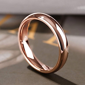THREE KEYS JEWELRY Womens Charming Jewelry 4mm Rose Gold Tungsten Polished Wedding Carbide Ring Band for Women Engagement Size 8