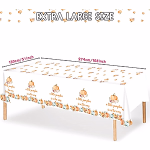 A Little Pumpkin is On The Way Tablecloths,Pumpkin Table Cover A Little Pumpkin is On The Way Baby Shower Party Decorations,Little Pumpkin Baby Shower Gender Reveal Party Decorations,51"x108"(3 Packs)