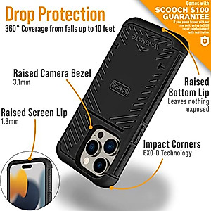 Scooch iPhone 14 Pro Case with Card Holder [Wingmate] iPhone 14 Pro Wallet Case with Hidden Card Slot and RFID Protection, Holds Up to 4 Cards, Military Grade Drop Protection, Black