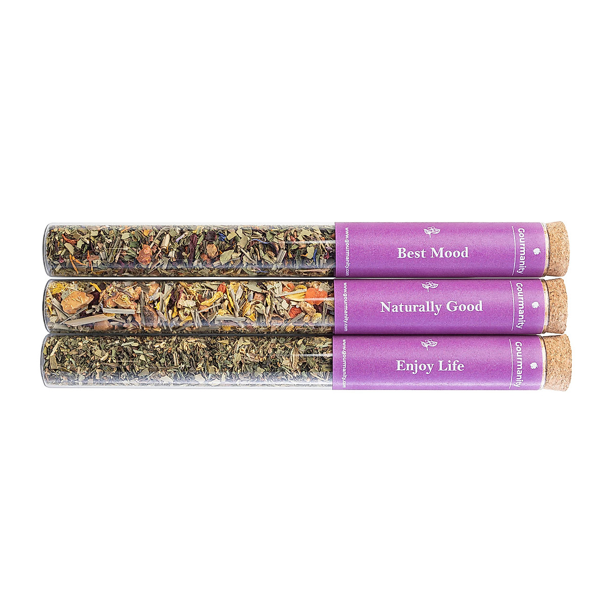 Gourmanity Loose Floral Tea Sampler Set, Stimulating and Fresh Mood Uplifter, 3 Flower and Apple Tea Flavors, Delicious Floral Summer Beverage, Product of Austria, 0.95oz