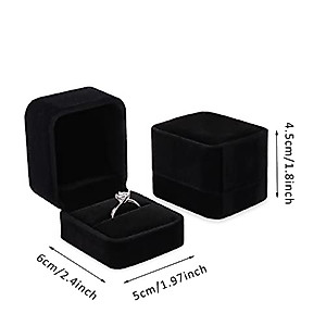 iSuperb Set of 2 Unit Classic Velvet Couple Ring Box Earring Jewelry Case Gift Boxes 2.2x1.9x1.6 inch