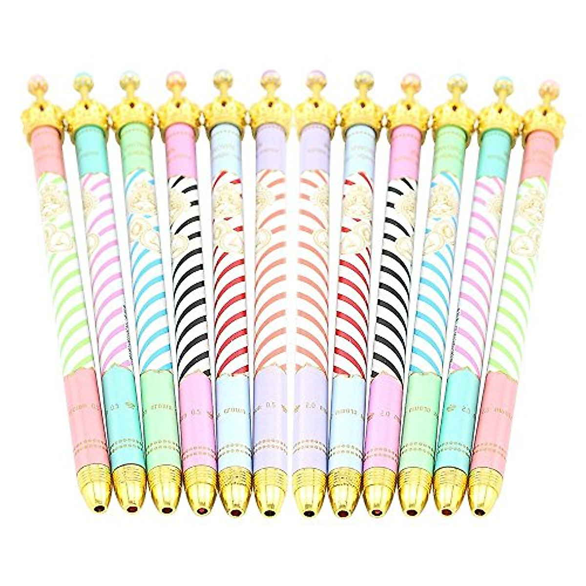 Ipienlee Crown Desigh 0.5 MM Black Ink Gel Pens for School, Office or Family Use, 12pcs