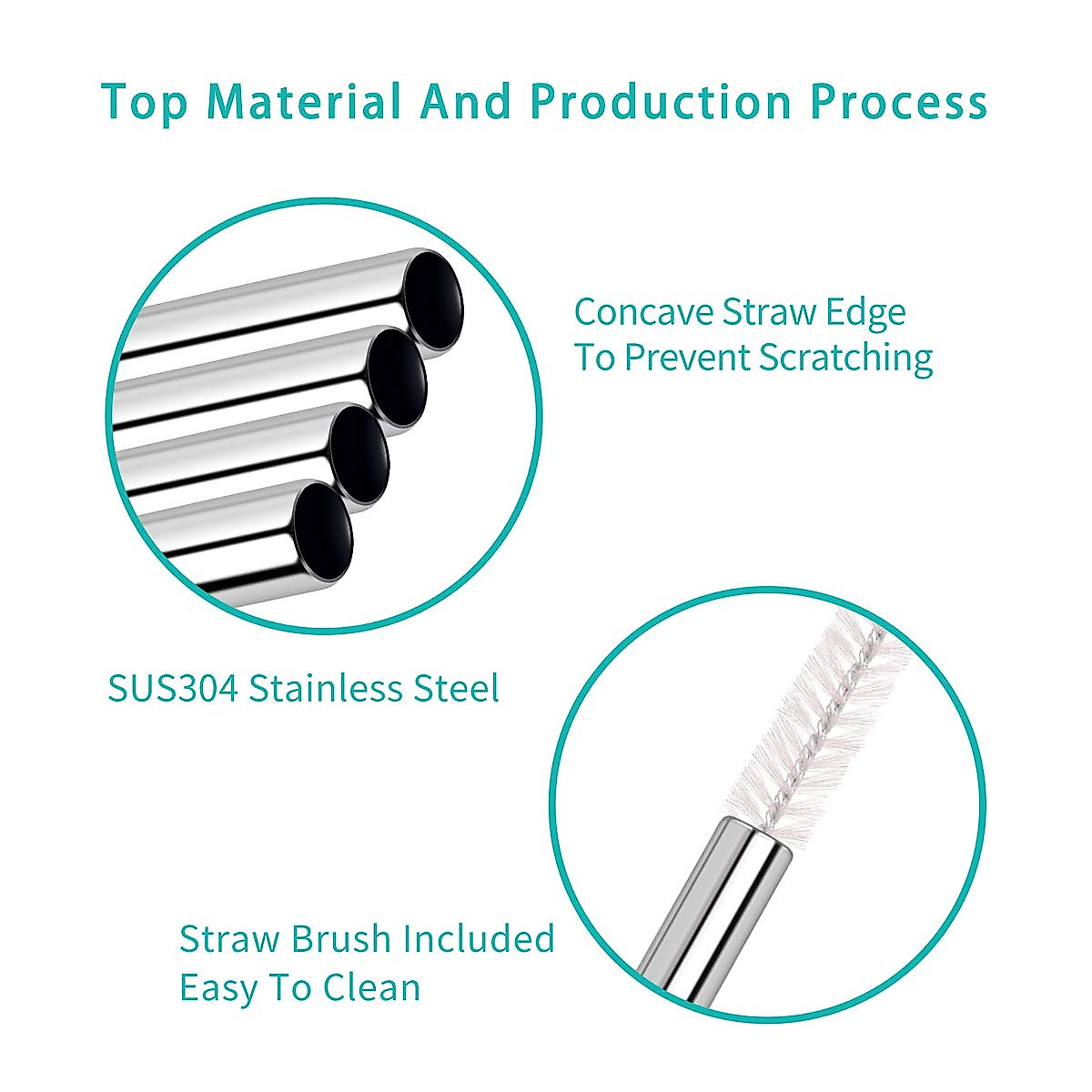 Kiemeu Metal Boba Straws Reusable, Bubble Tea Straws Reusable, Jumbo Smoothie Straws Reusable