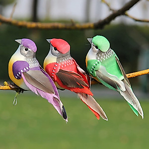 MAOMIA 12pcs Artificial Simulation Foam Bird Mini Feather Birds Ornaments DIY Craft for Home Garden Wedding Decoration Party Accessories