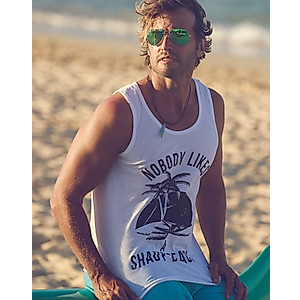Mens Shady Beach Funny Cool Tees Sleeveless Gym Workout Novelty Fitness Tanktop Funny Workout Shirt Cool Fitness Tank Top Novelty Tank Tops for Guys White M