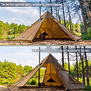 FIREHIKING Camping Hot Tent 4-8 Person Tipi Tent with Stove Jack for Bushcraft, Cooking and Heating