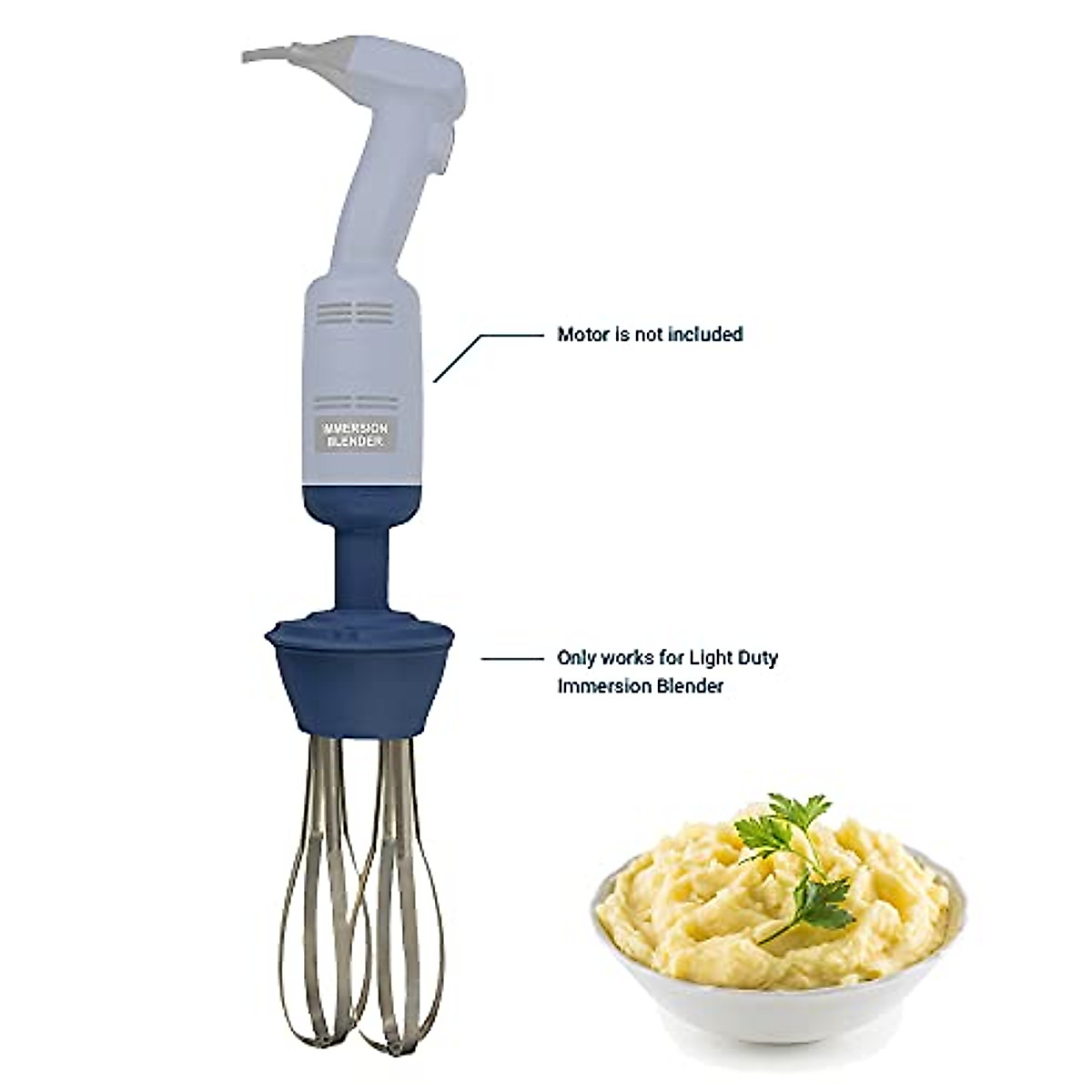 TK Tartle Kitchen Commercial Electric Immersion Blender Hand held 6 Inch Removable Shaft, 6-Gallon capacity with single high speed (Whisk Attachment Only) - 220W and 270W Compatible
